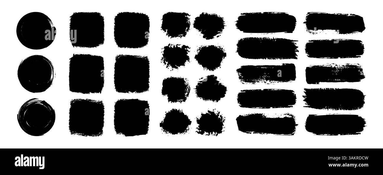 Mega bundle of different ink brush strokes: rectangle, Circle, line ...