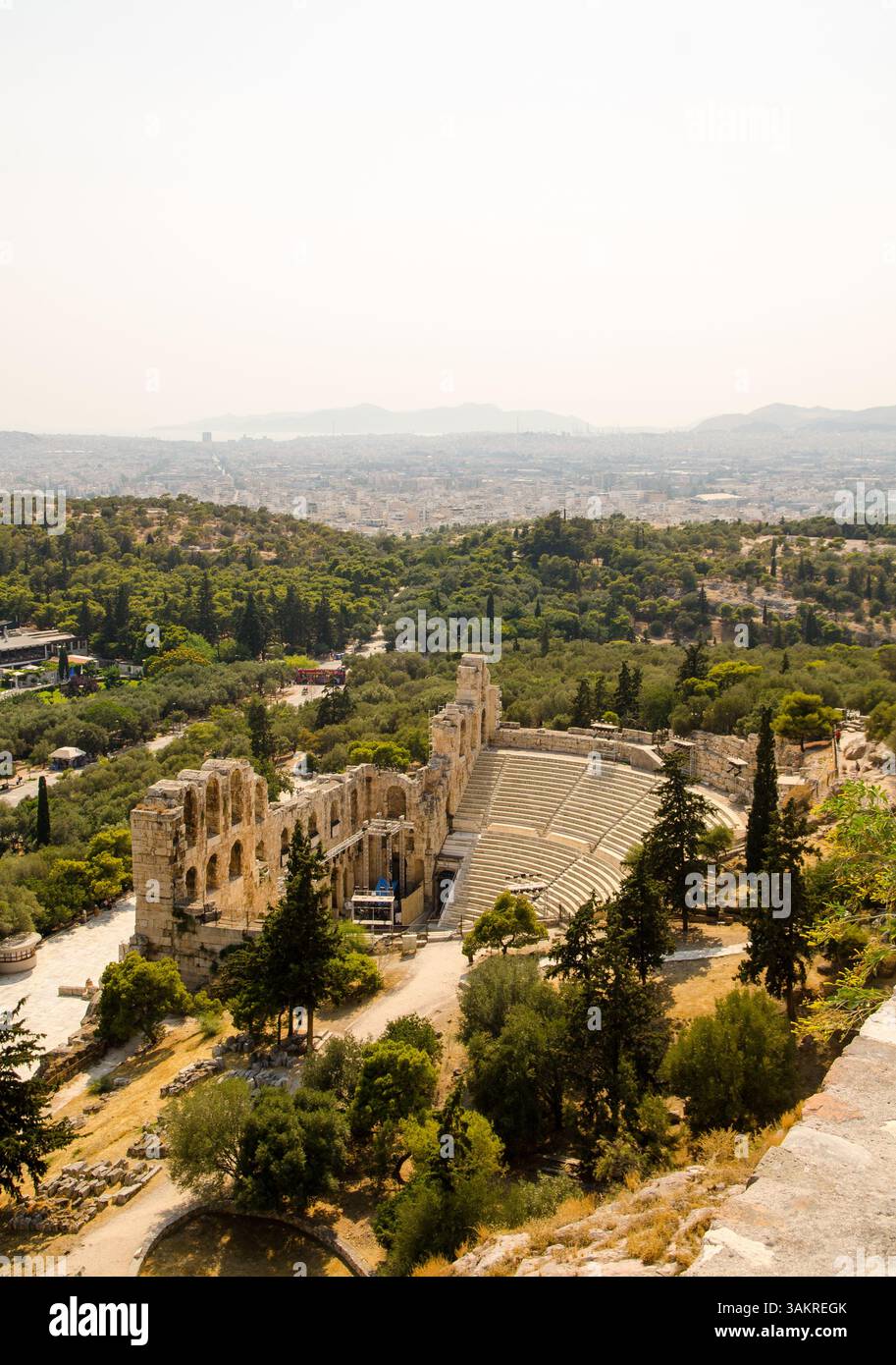 The amphiteater of Herodes Atticus and the city of Athens in the back ...