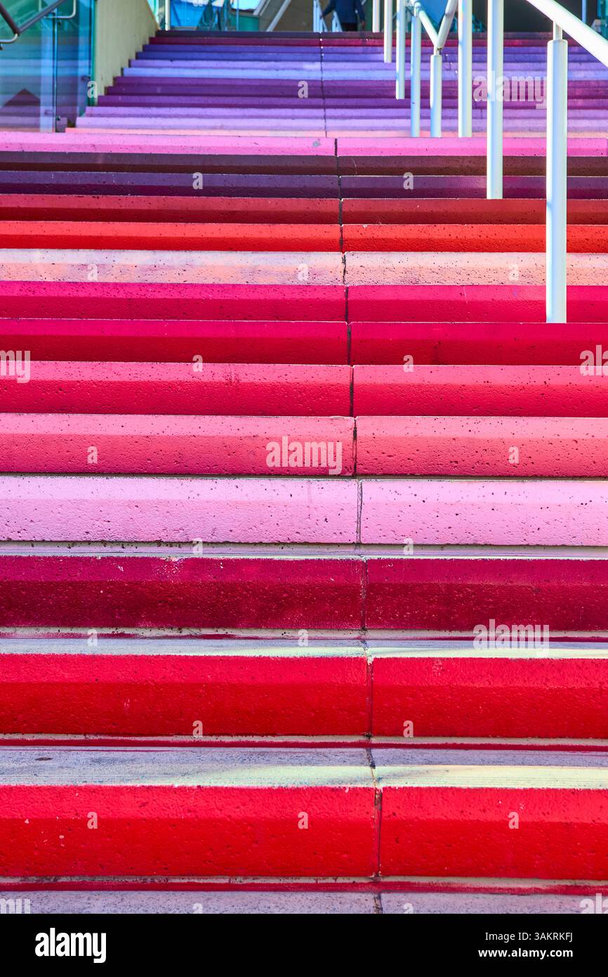 Vibrant Gradient Stairs in Urban Setting Eye-Level Perspective Stock ...