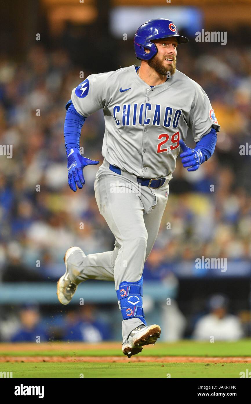 LOS ANGELES, CA - APRIL 12: Chicago Cubs first baseman Michael Busch ...