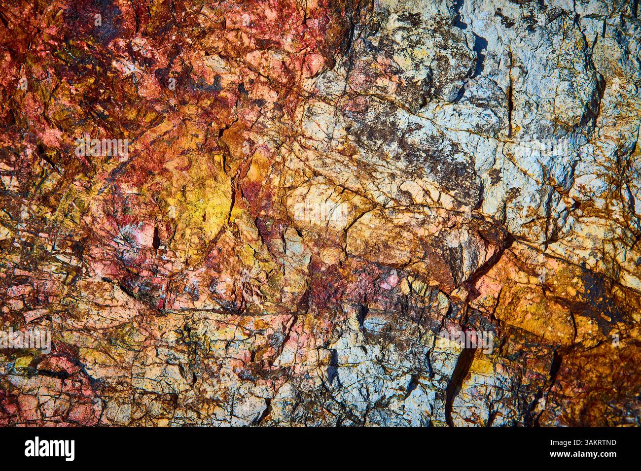 Vibrant Geological Patterns on Rock Surface Eye-Level View Stock Photo ...