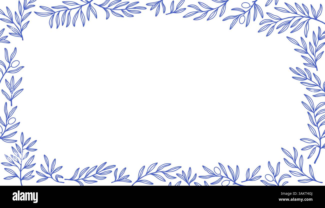 Branch rectangular border banner. Leaves and branches rectangular frame ...