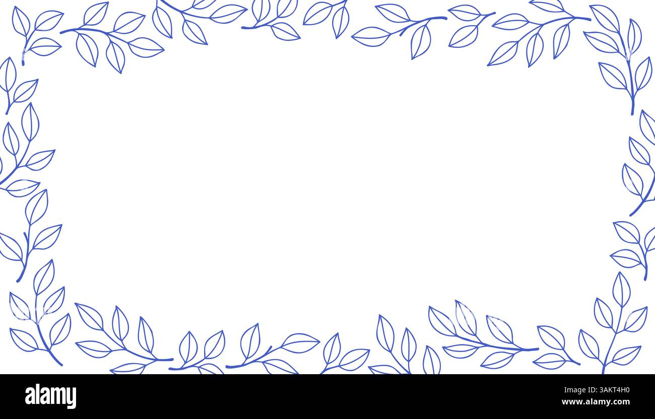 Branch rectangular border banner. Leaves and branches rectangular frame ...