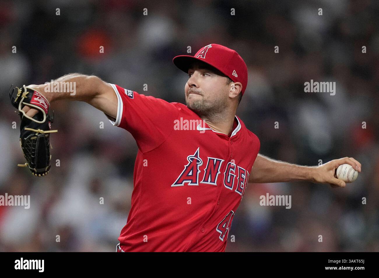 Los Angeles Angels pitcher Brock Burke (46) delivers during the seventh ...
