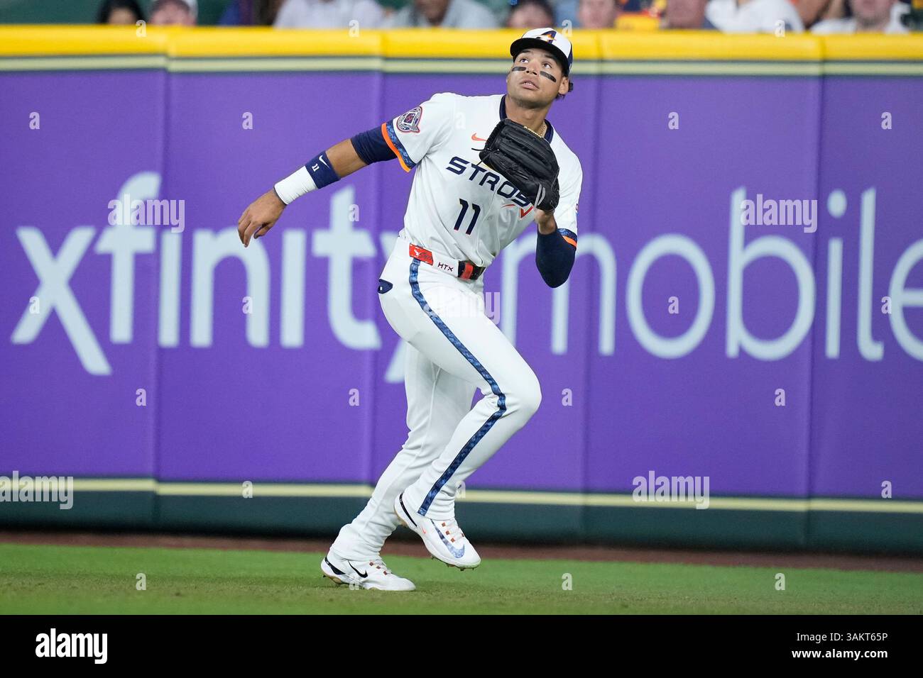 Houston Astros right fielder Cam Smith (11) catches a fly ball hit by ...