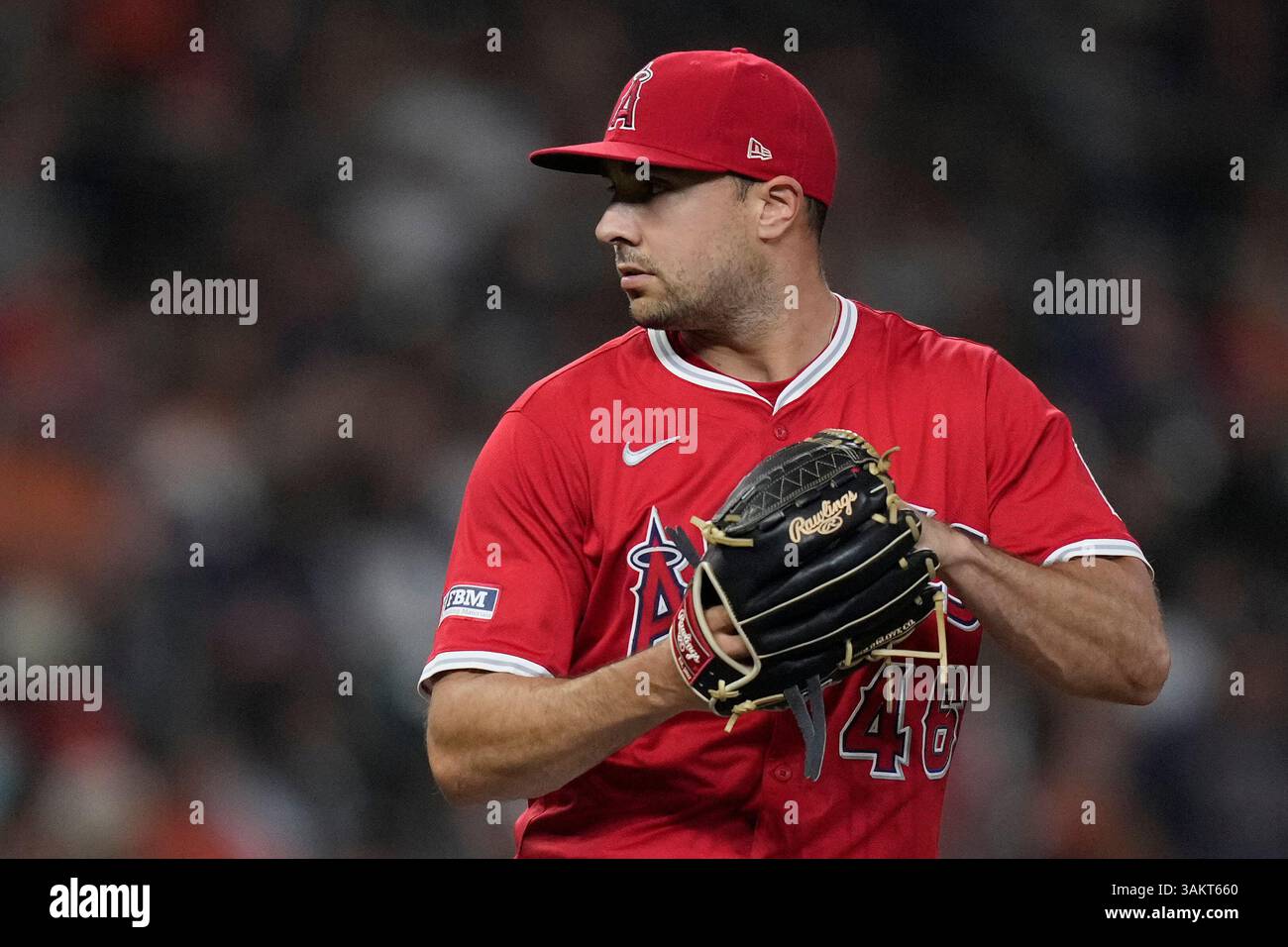 Los Angeles Angels pitcher Brock Burke (46) delivers during the seventh ...