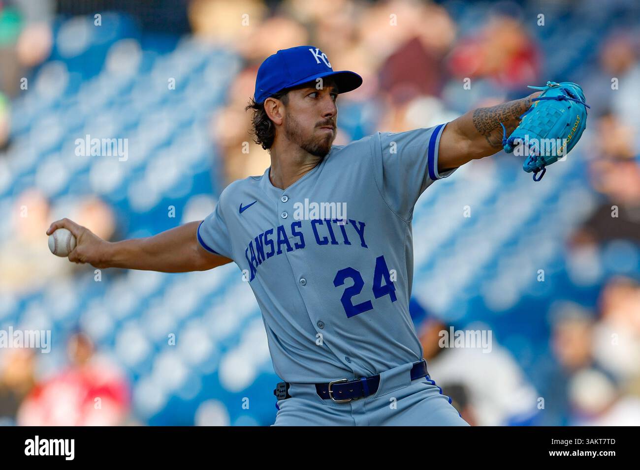 Cleveland, Ohio, USA. 12th Apr, 2025. Kansas City Royals pitcher ...