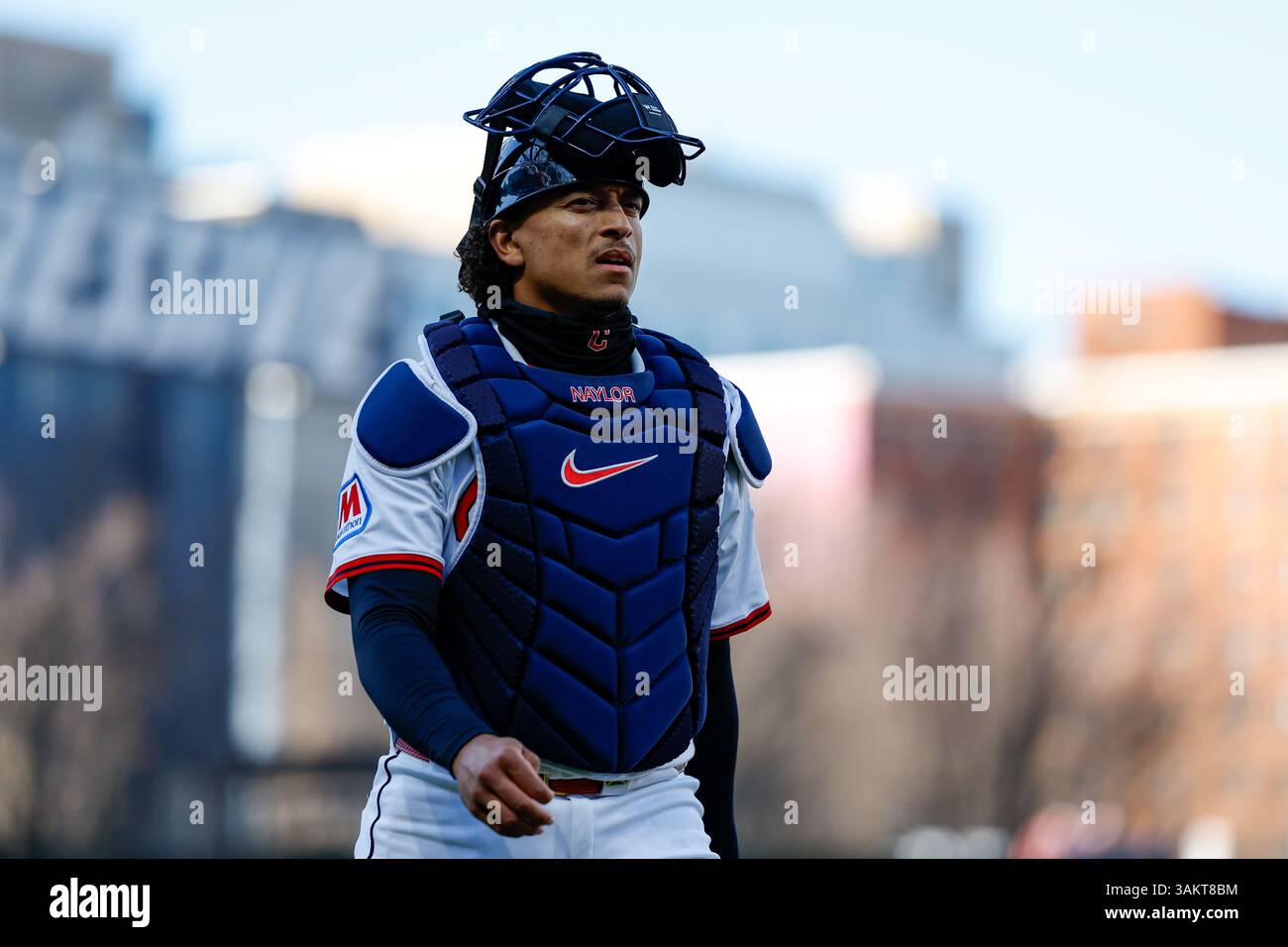 April 12, 2025: Cleveland Guardians catcher Bo Naylor (23) looks on ...