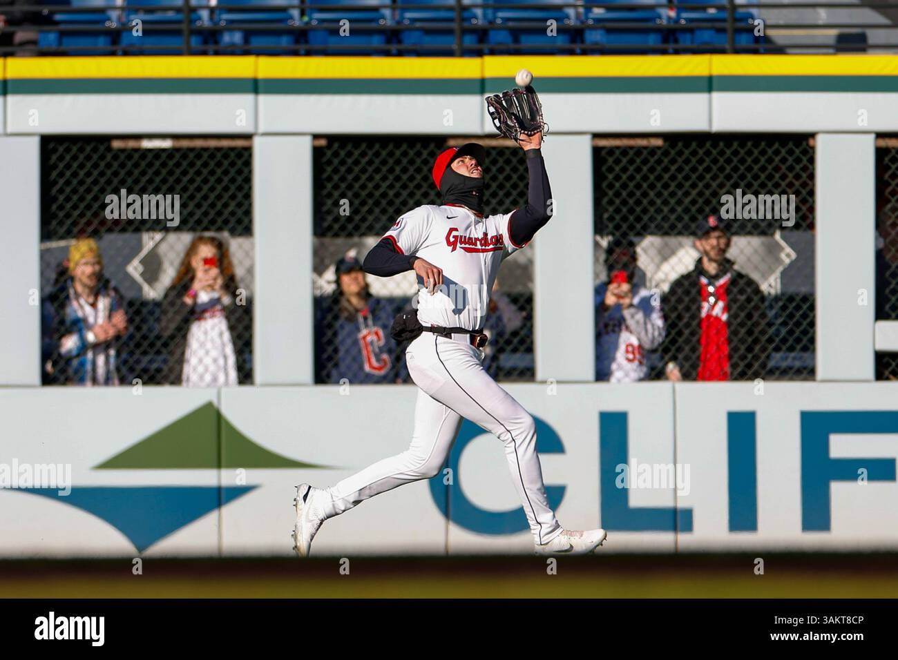 Cleveland, Ohio, USA. 12th Apr, 2025. Cleveland Guardians outfielder ...