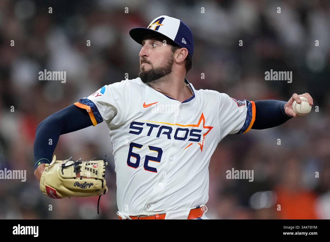 Houston Astros pitcher Bennett Sousa (62) delivers during the ninth ...