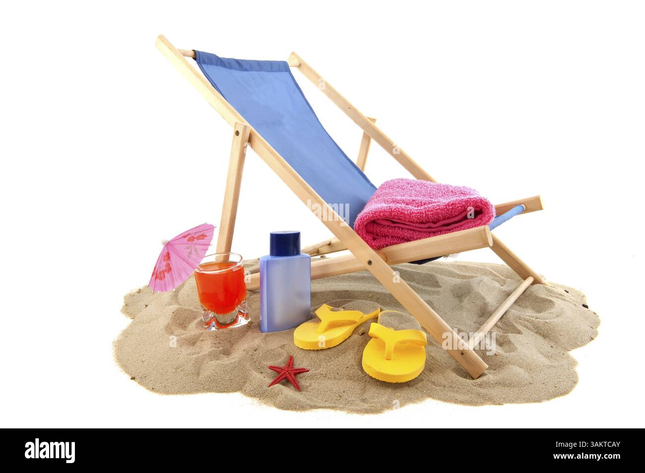 Sunbed parasol on beach Cut Out Stock Images & Pictures - Alamy