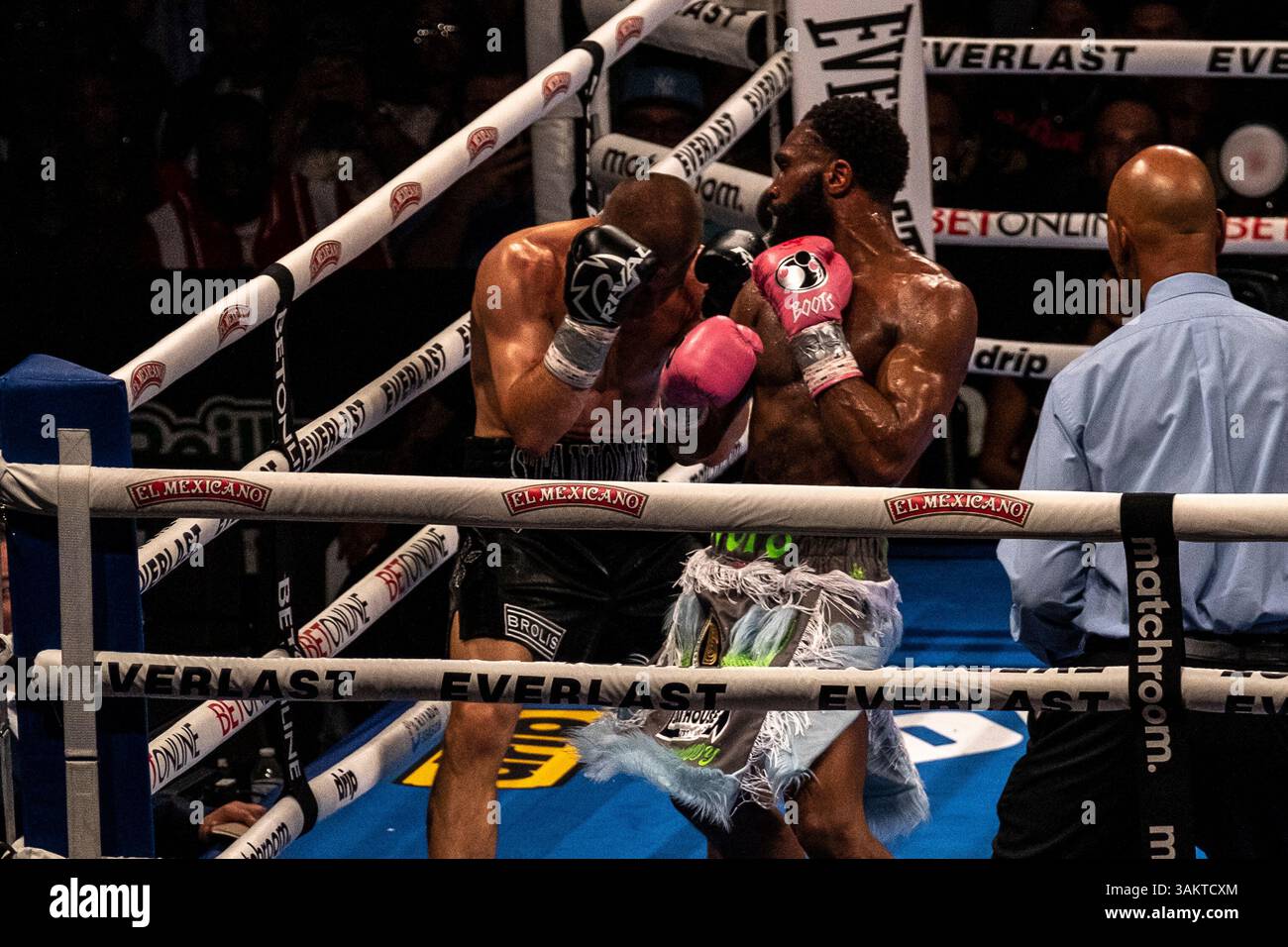 April 12, 2025, Atlantic City, New Jersey, USA: Action between IBF welterweight champion Jaron â ...