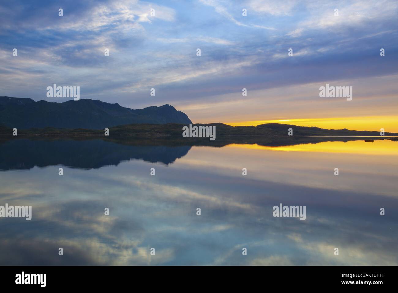 Morning symmetry on Lofoten islands, Norway, Europe Stock Photo - Alamy