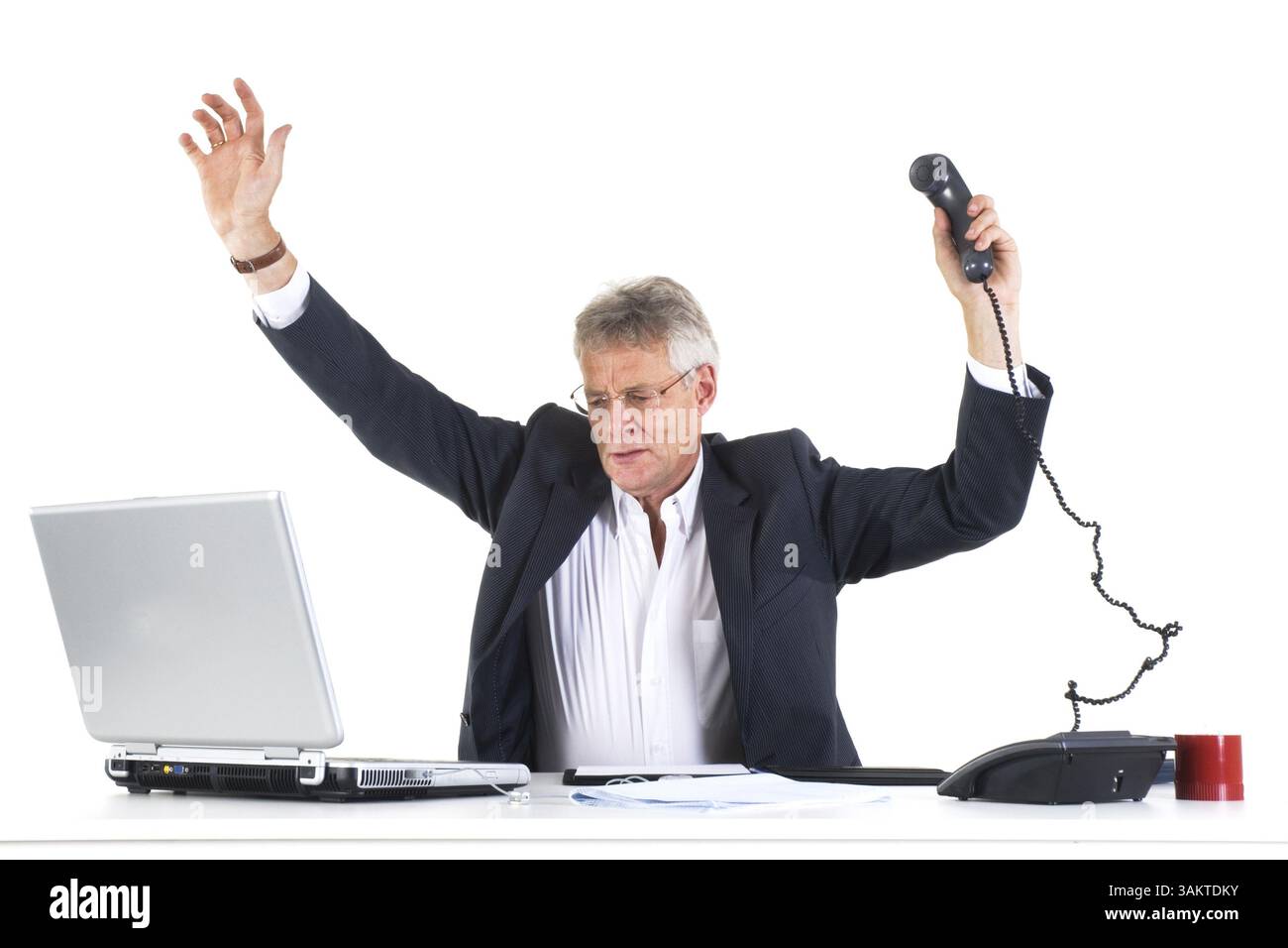 Man in panic by bad results in business Stock Photo - Alamy