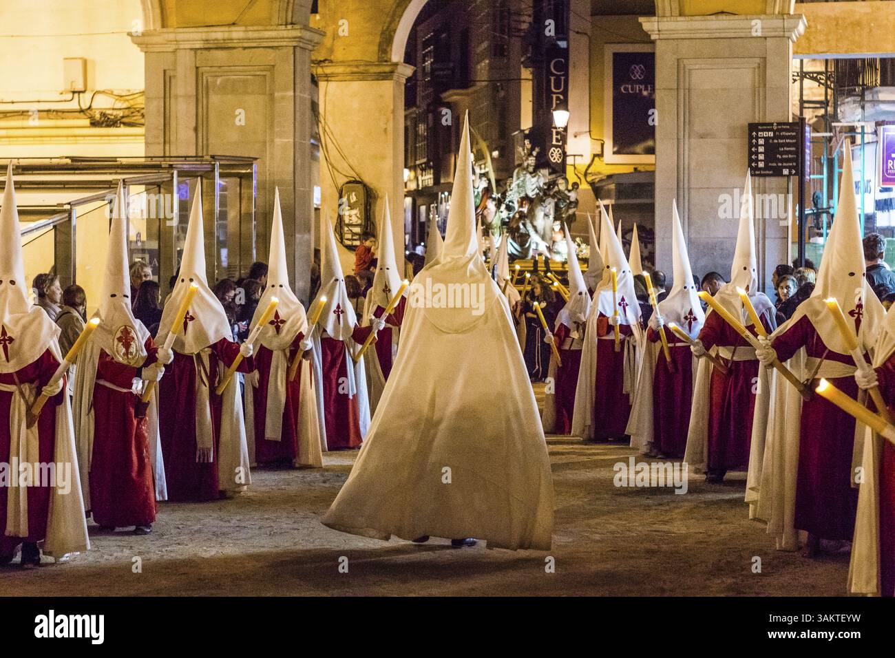 Hooded brothers, Holy Week in the Plaza Major, Holy Thursday procession ...