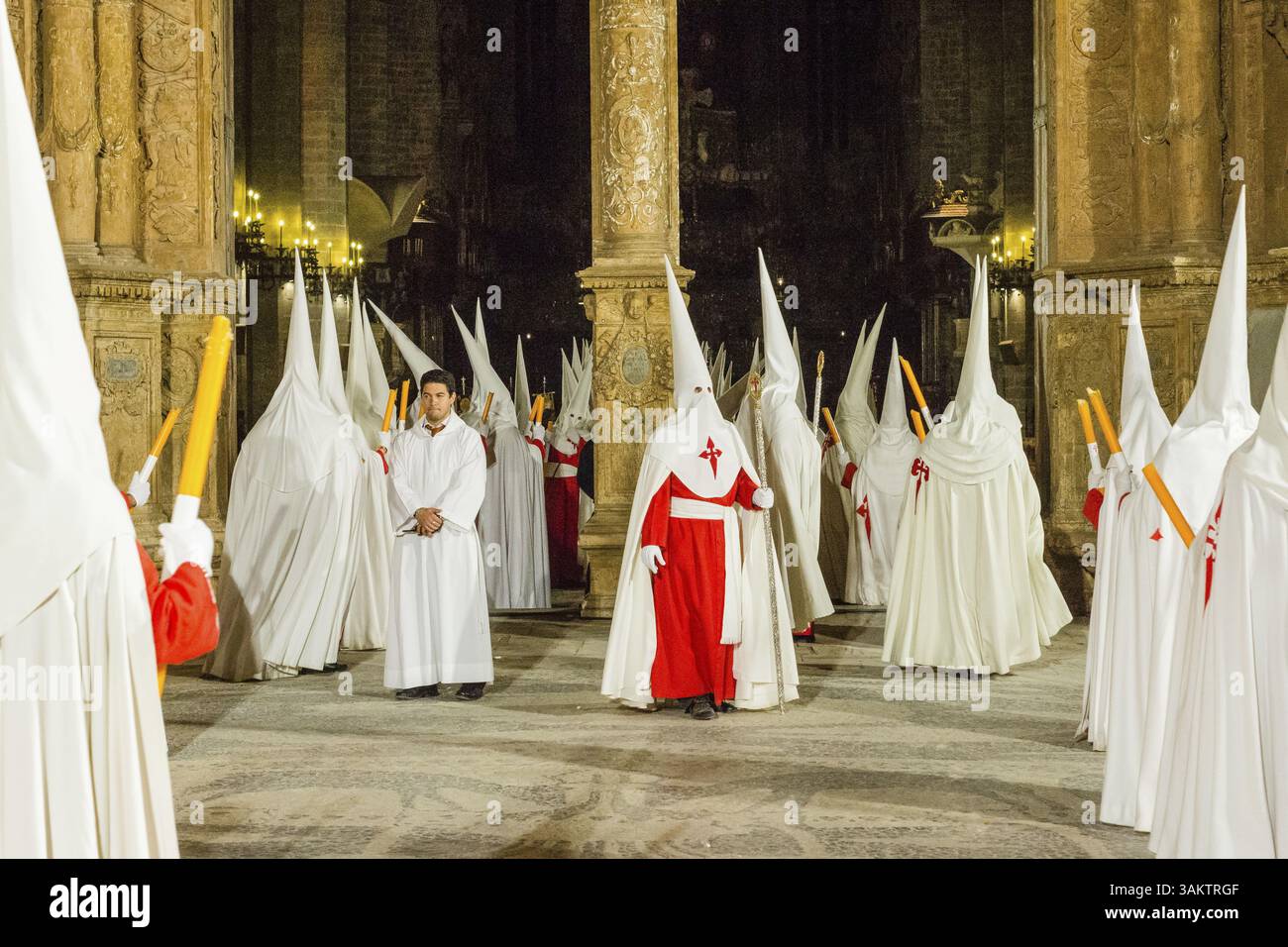 Holy week brotherhoods entering the cathedral, Holy Thursday procession ...