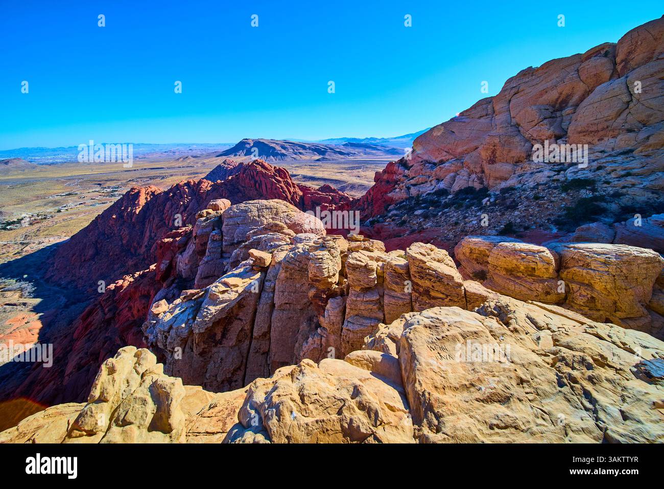 Red Rock Cliffs and Desert Panorama from High Vantage Point Stock Photo ...
