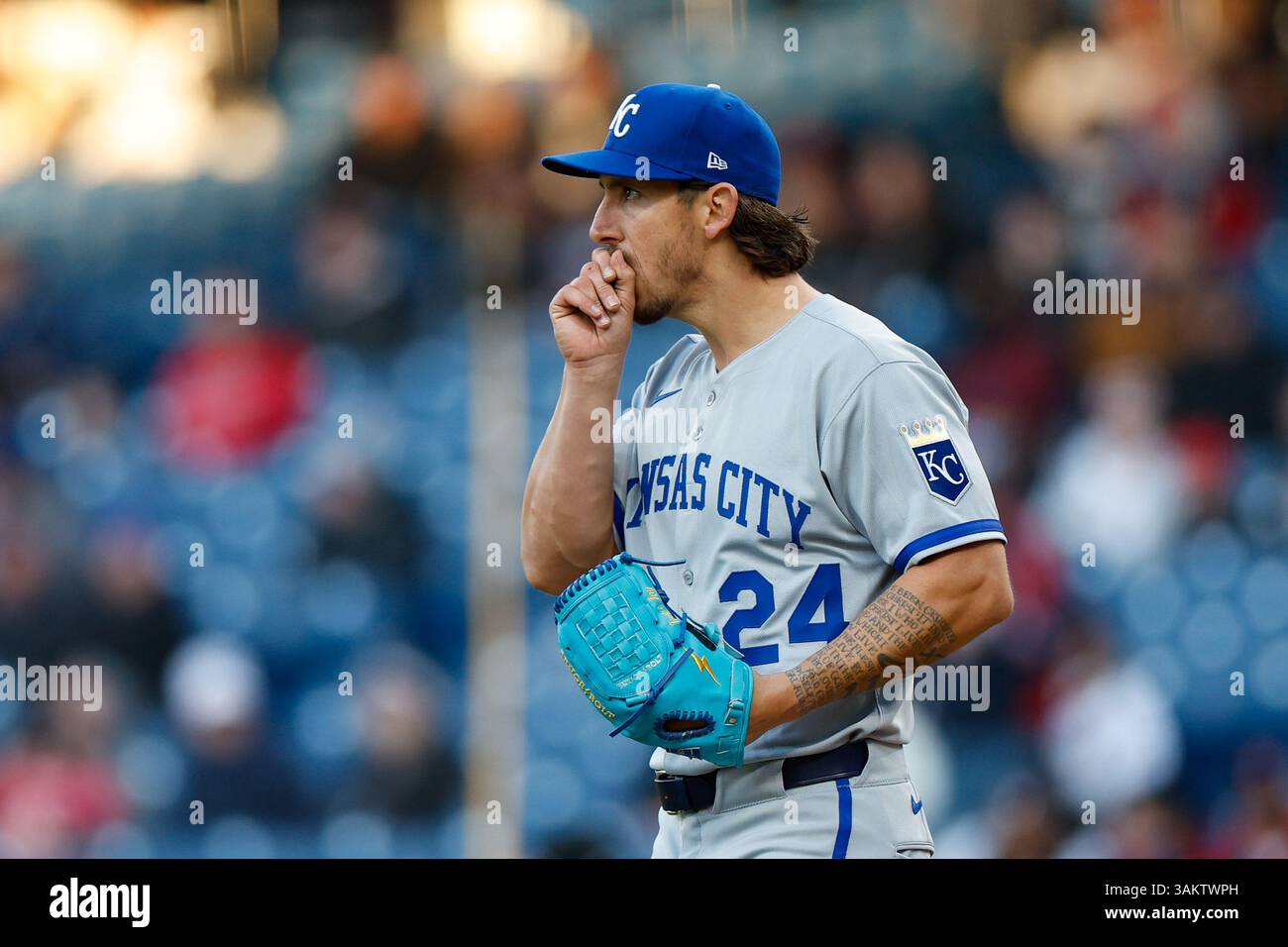 Cleveland, Ohio, USA. 12th Apr, 2025. Kansas City Royals pitcher ...