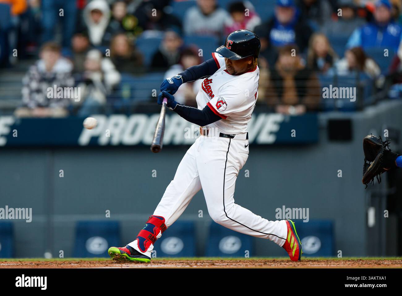 Cleveland, Ohio, USA. 12th Apr, 2025. Cleveland Guardians third base ...