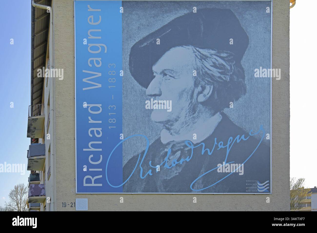 Portrait of the composer Ludwig van Beethoven on a block of flats with ...