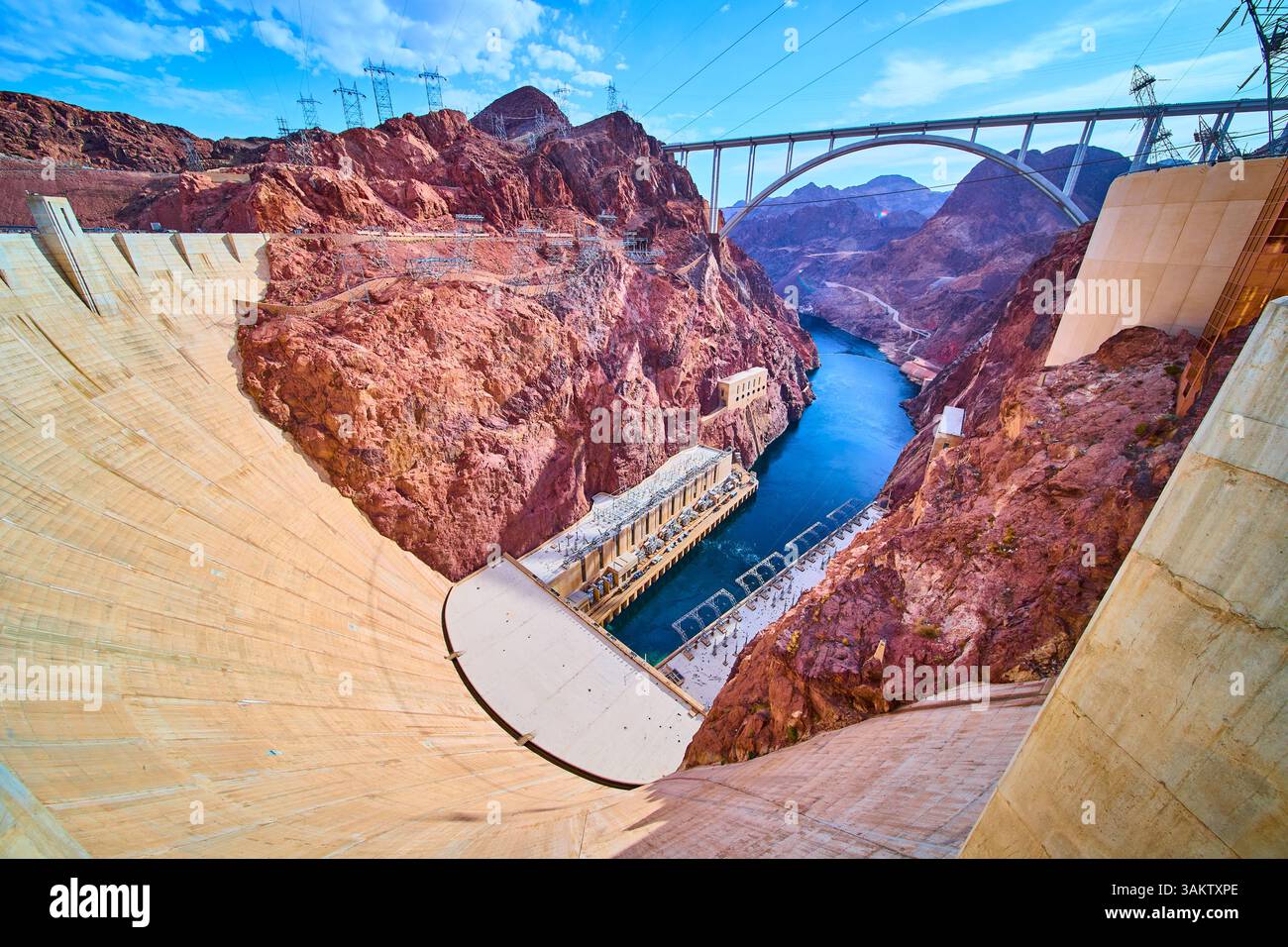 Hoover Dam and Bridge Over Colorado River Aerial Stock Photo - Alamy