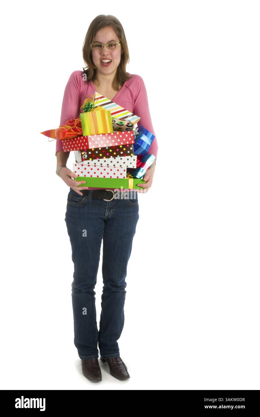 Spoiled girl many presents hi-res stock photography and images - Alamy