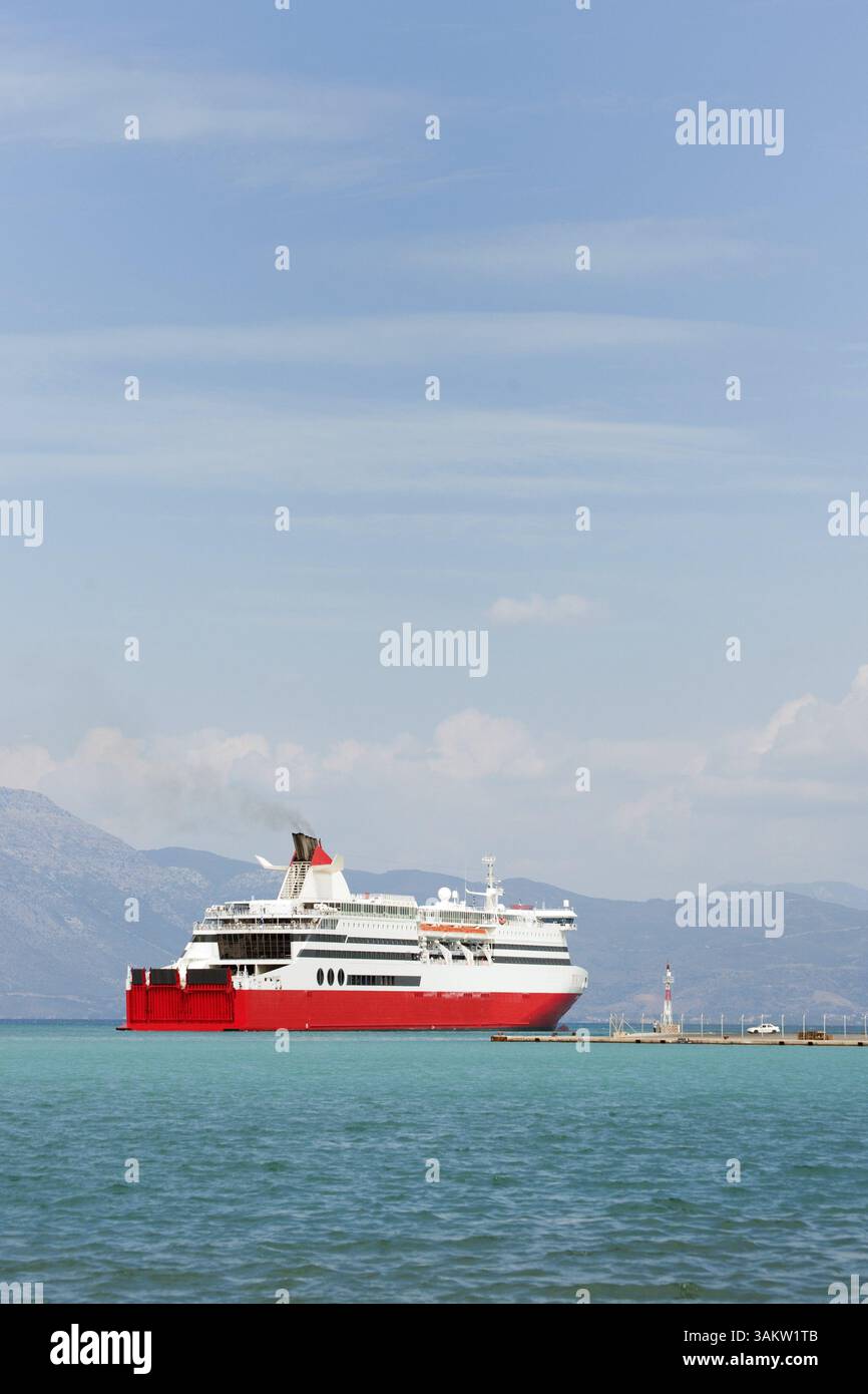 Big red ferry boat at the sea Stock Photo - Alamy