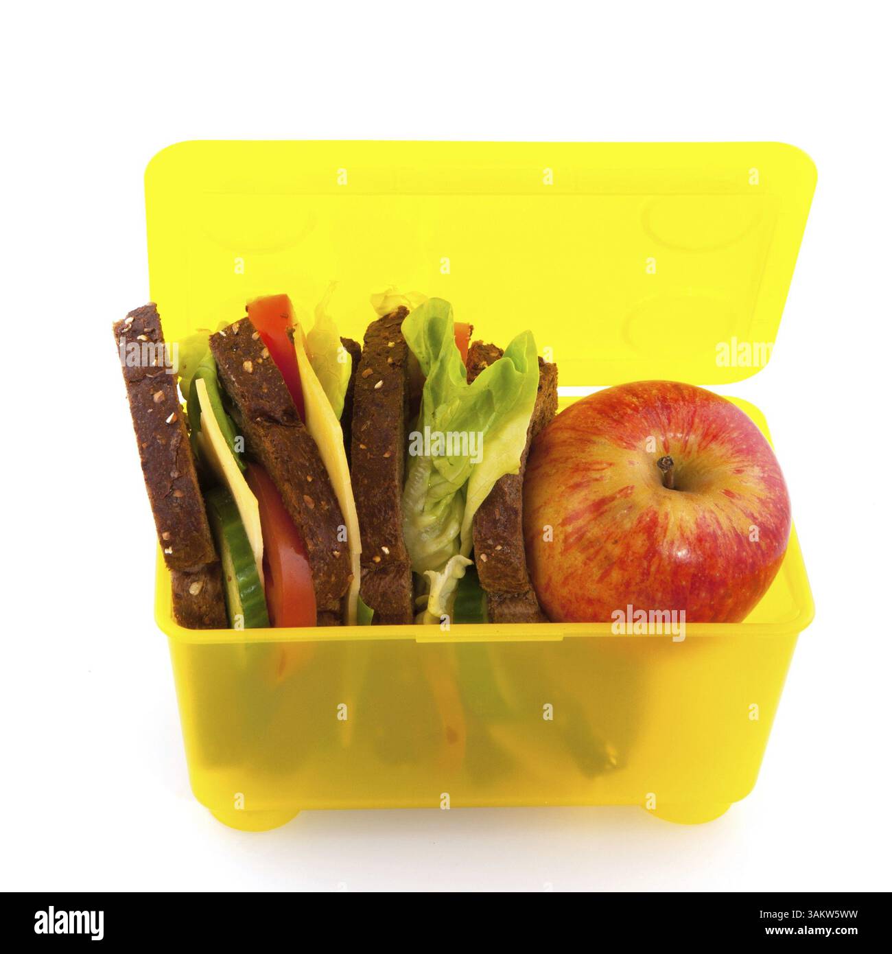 Healthy lunchbox with wholemeal bread fruit and vegetables Stock Photo ...