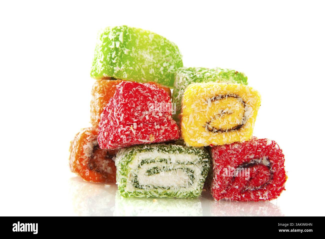 Tasteful sweet Turkish delight candy isolated over white Stock Photo ...