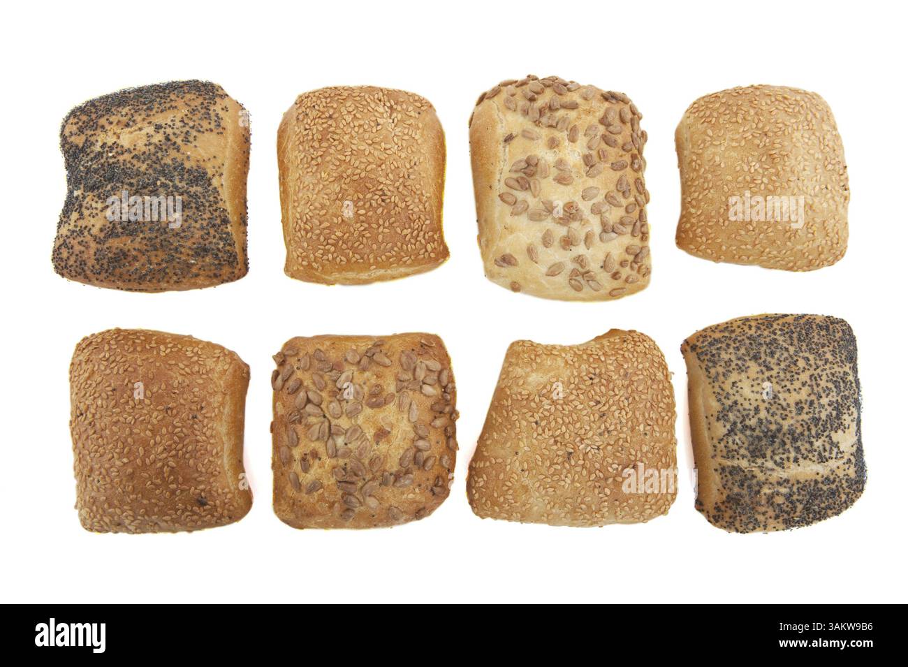 Luxury bread rolls with grain isolated over white Stock Photo - Alamy