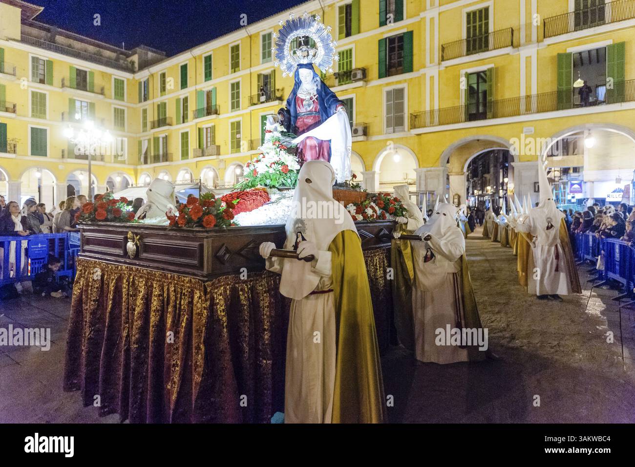 Hooded brothers, Holy Week in the Plaza Major, Holy Thursday procession ...
