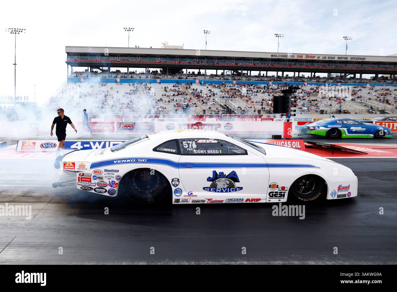 LAS VEGAS, NV - APRIL 12: Cory Reed (574 PRO) NHRA Pro Stock, does a ...