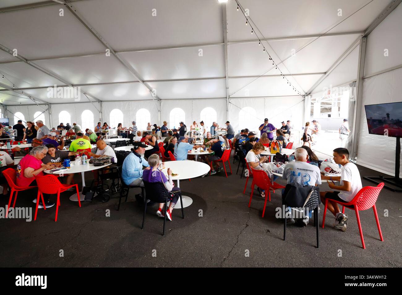 LAS VEGAS, NV - APRIL 12: Fans eat lunch in the Club Nitro hospitality ...