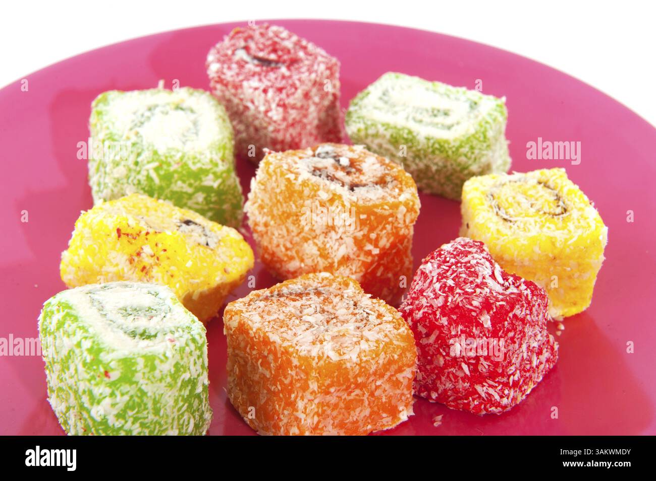Tasteful sweet Turkish delight candy isolated over white Stock Photo ...