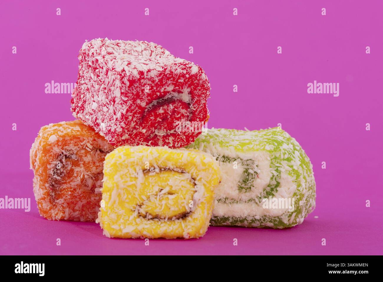 Tasteful sweet Turkish delight candy isolated over white Stock Photo ...