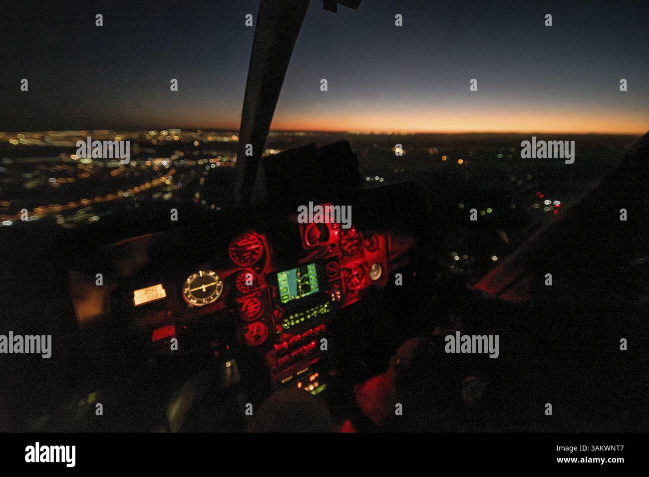 Helicopter cockpit, night flight, instruments, Umzumbe, Hibberdene ...