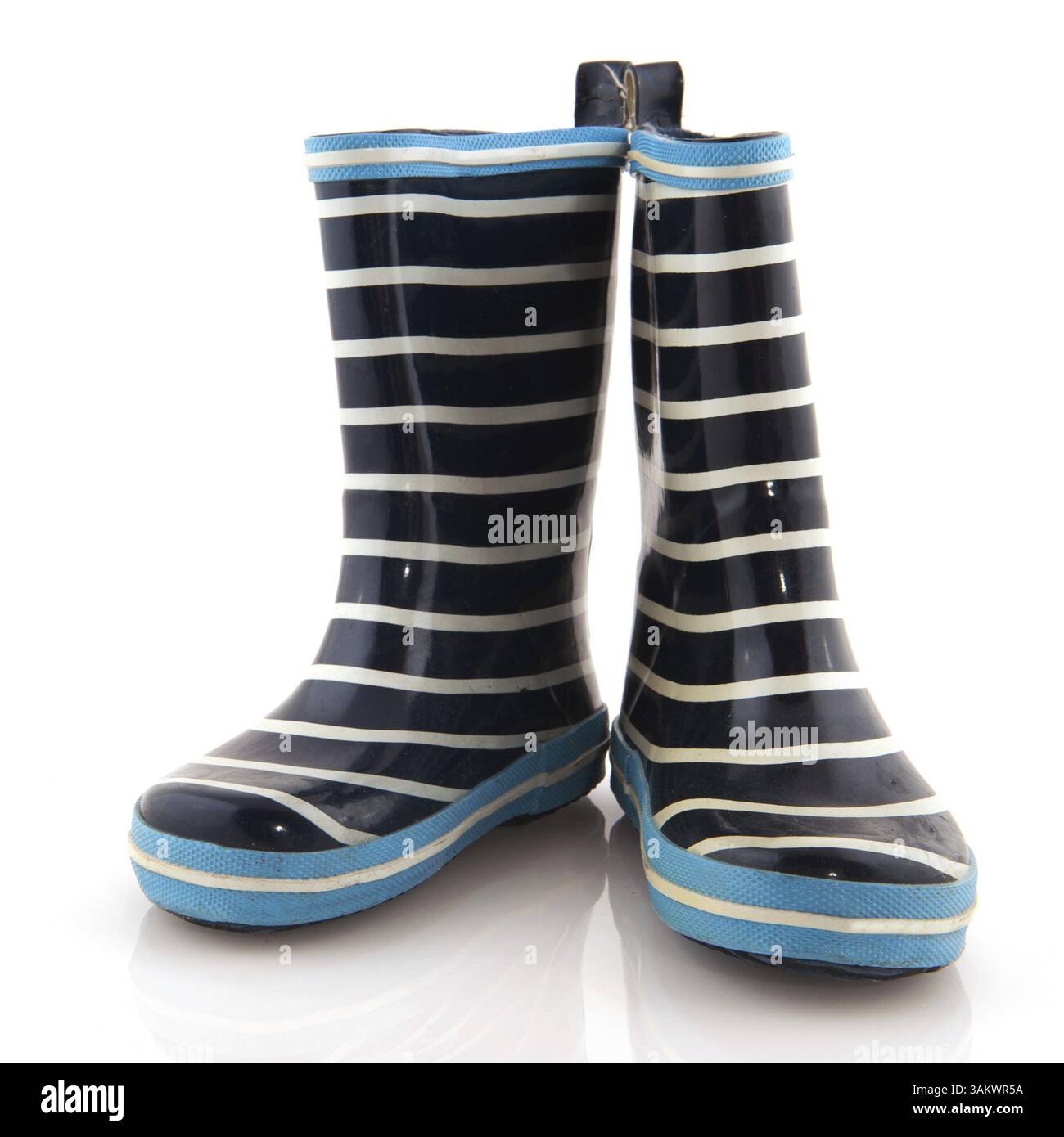 Striped rubber child boots isolated over white Stock Photo - Alamy