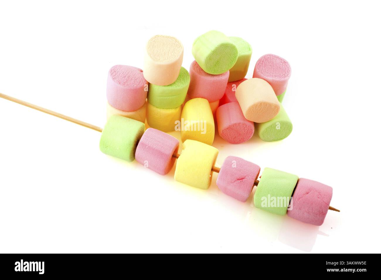 Colorful marsmallows in various tastes isolated over white Stock Photo ...
