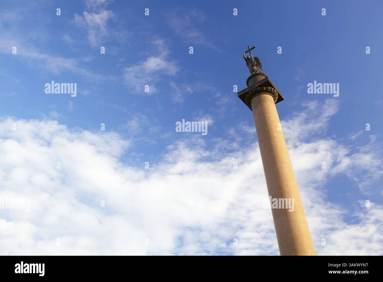Alexander Column on Palace Square in St. Petersburg. The monument was ...