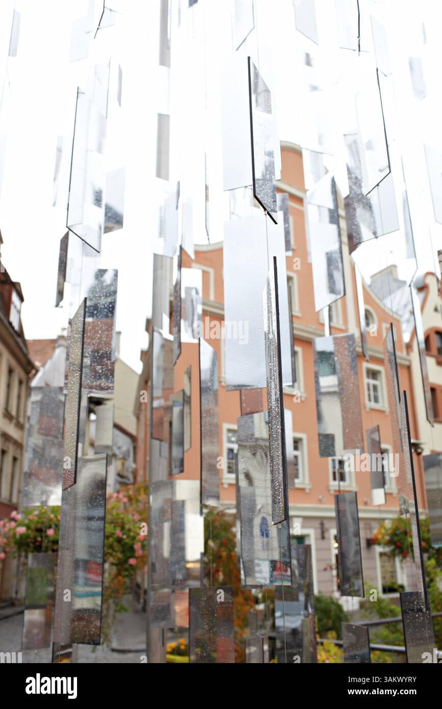 Detail of an art installation with mirrors in Riga, Latvia, Europe ...