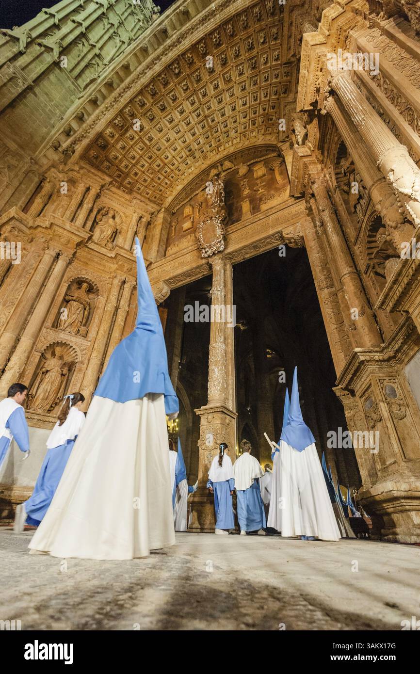 Holy week brotherhoods entering the cathedral, Holy Thursday procession ...