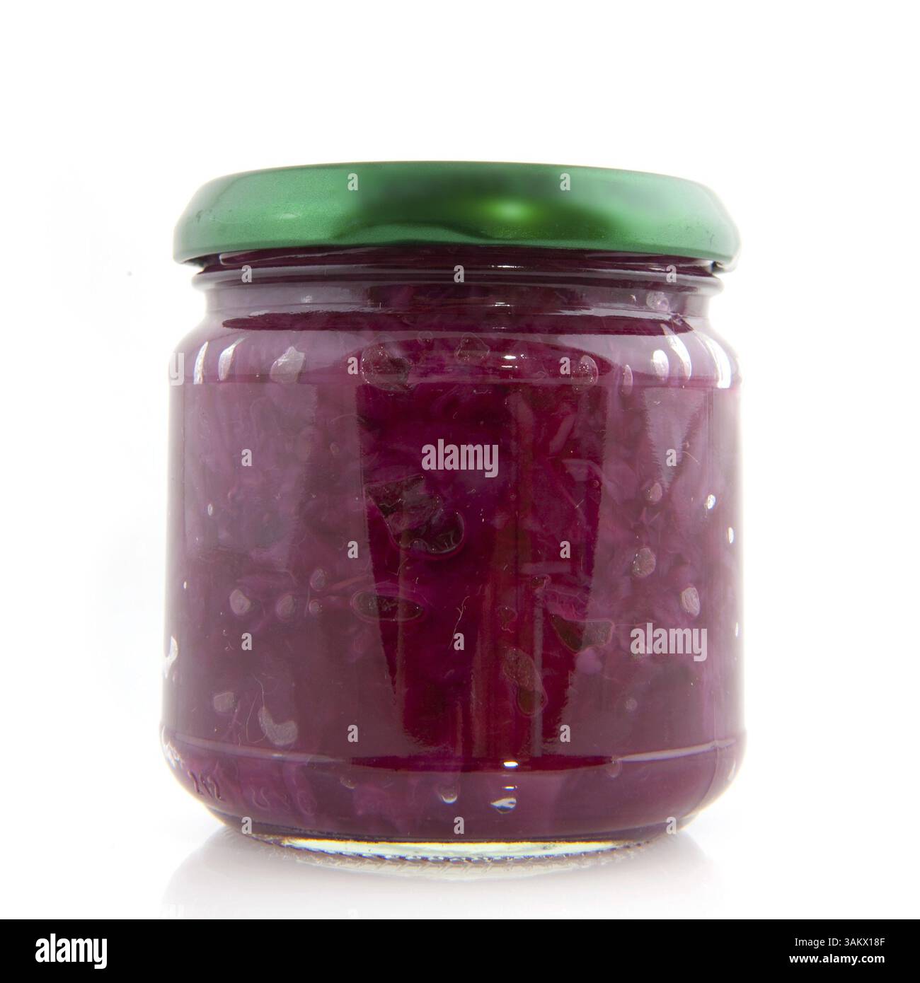 In glass canned red cabbage isolated over white Stock Photo - Alamy
