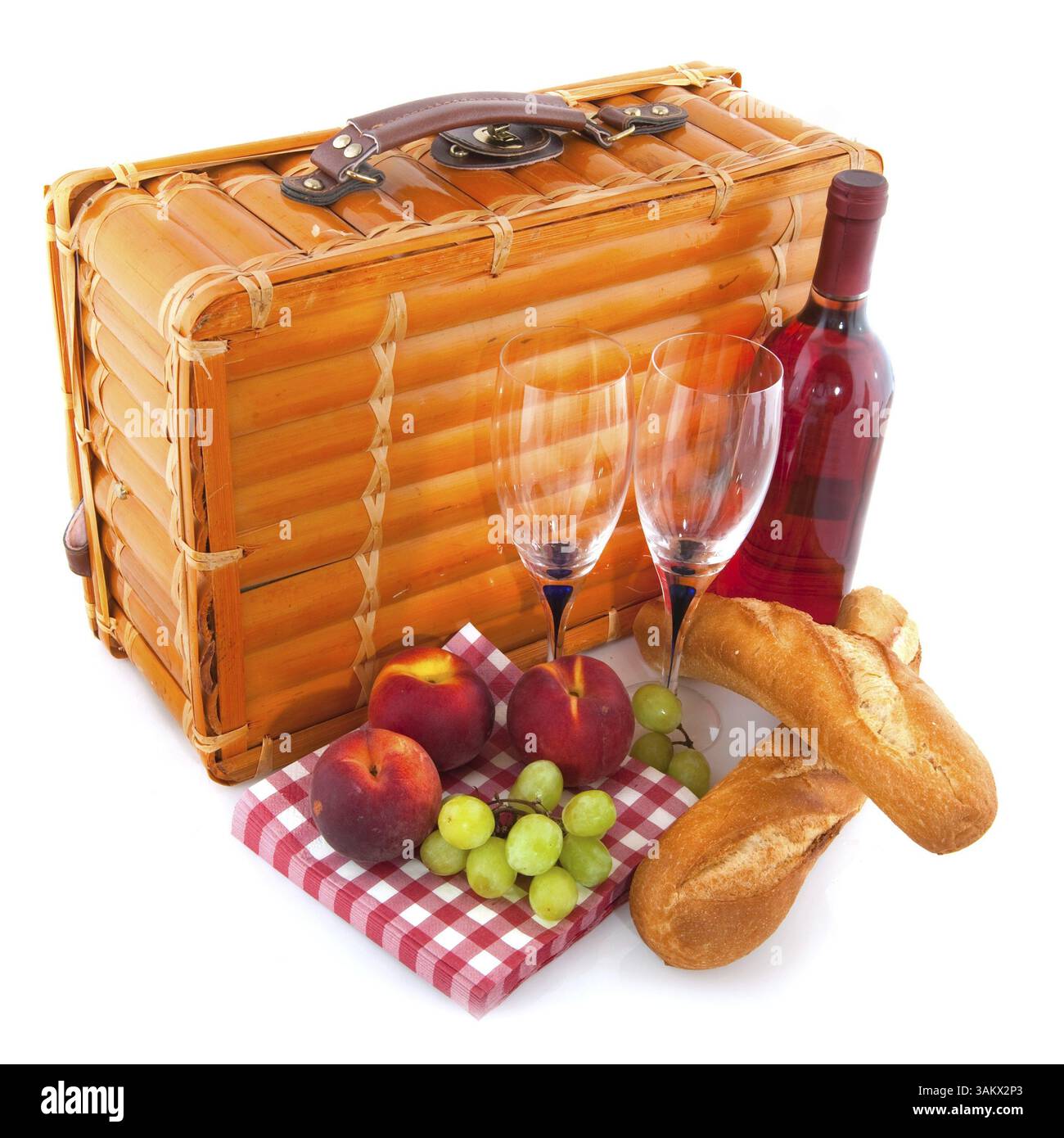 Good filled picnic basket for eating outdoor Stock Photo - Alamy