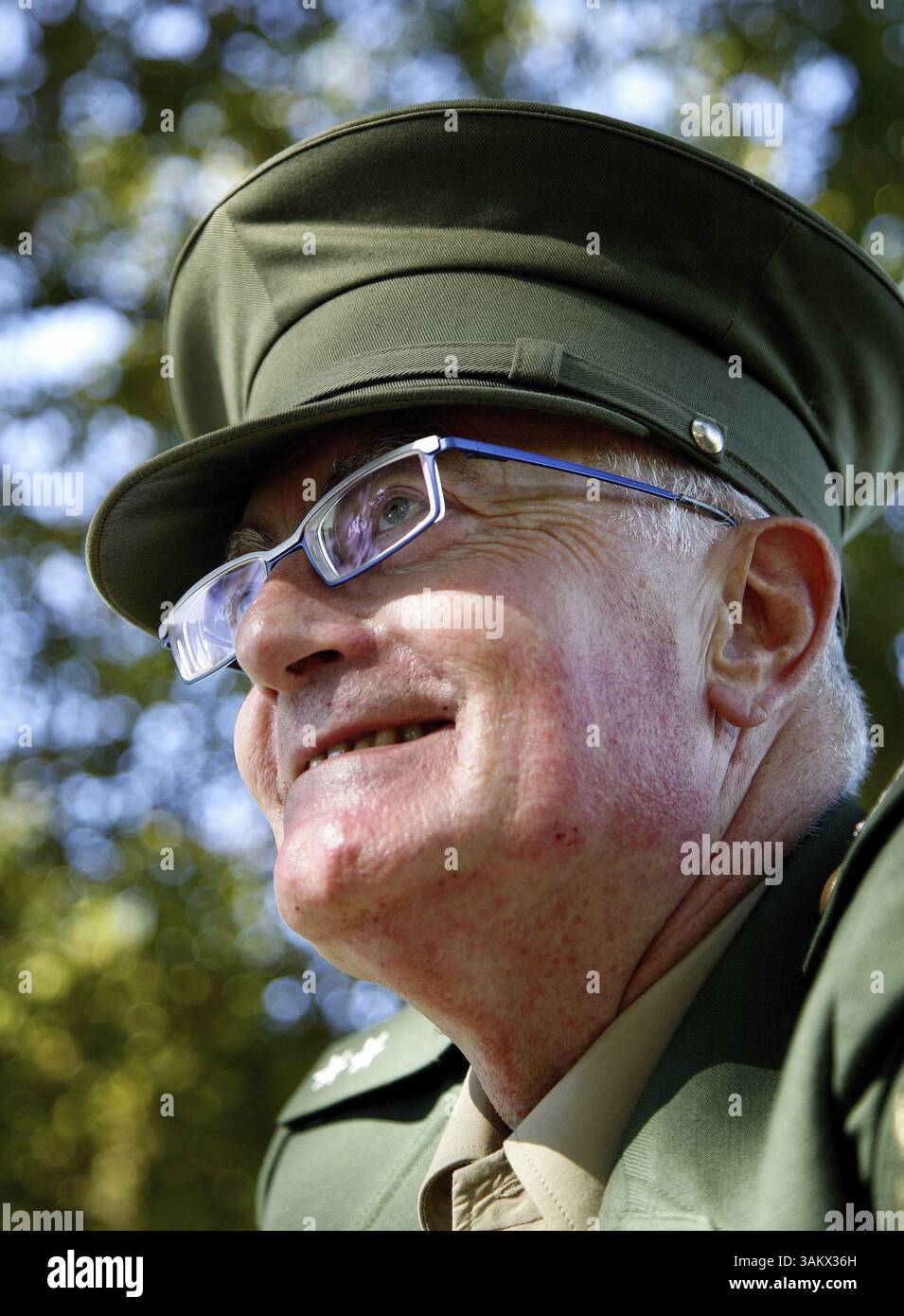 Man in old German DDR uniform in green Stock Photo - Alamy