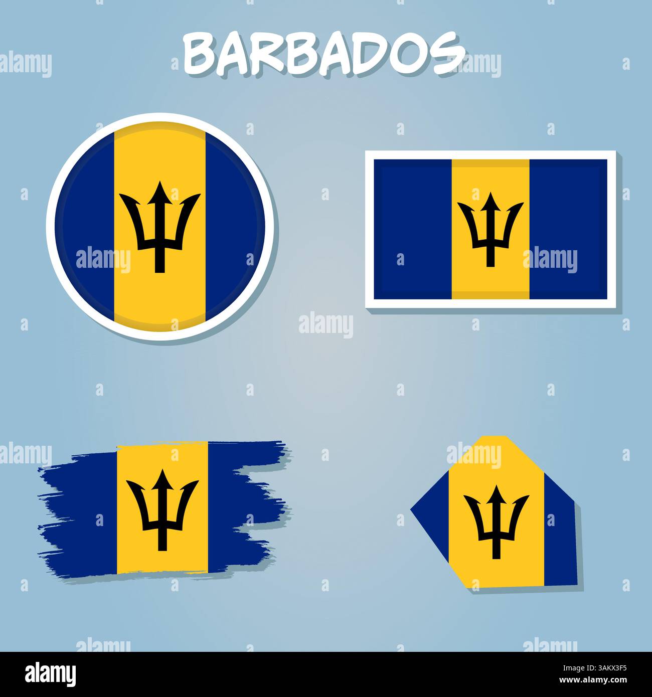 Barbados vector set, detailed country shape with region borders, flags and icons Stock Vector ...