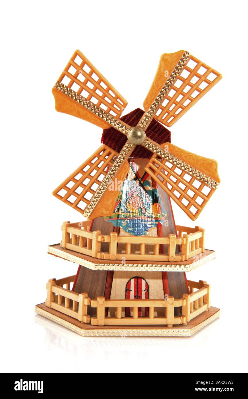 Miniature Dutch windmill as a souvenir over white Stock Photo - Alamy