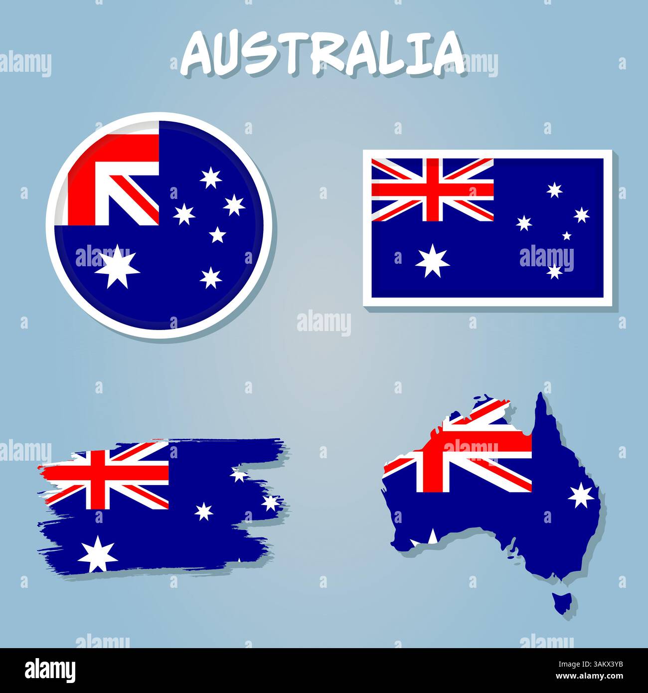 Australia map with flag outline of australian state with a national ...