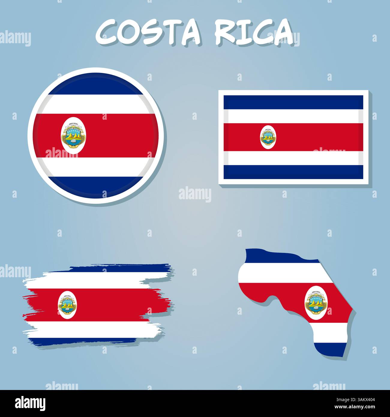 Vector map of Costa Rica with regions, coat of arms and location on ...