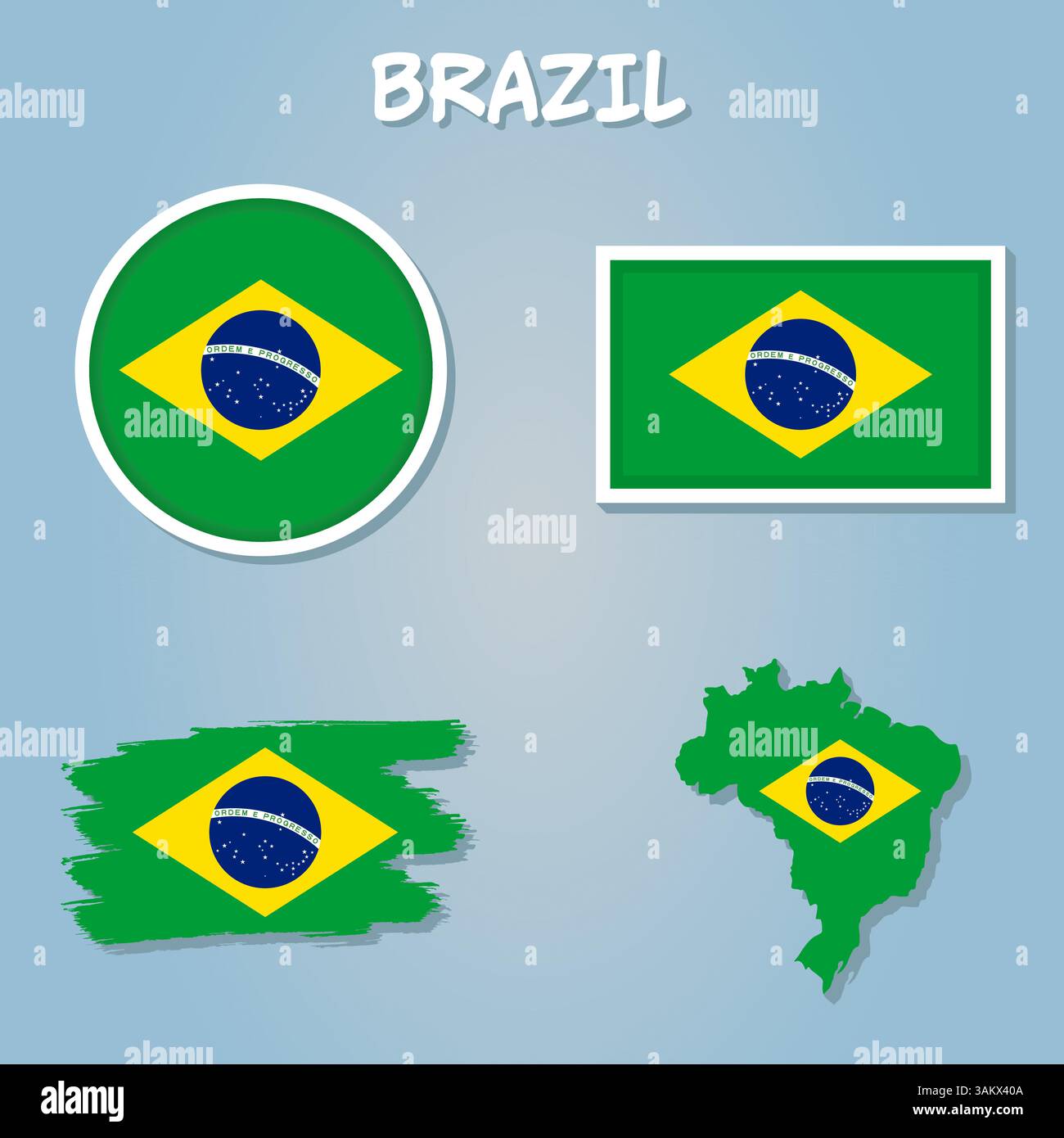 Flat simple Brazil map, vector background illustration Stock Vector ...