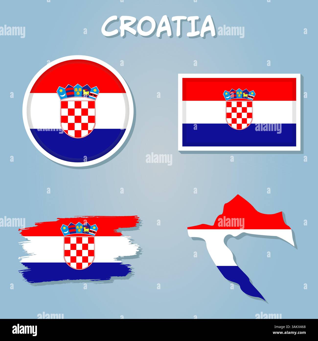 Vector illustration of a map of Europe with highlighted Croatia and ...
